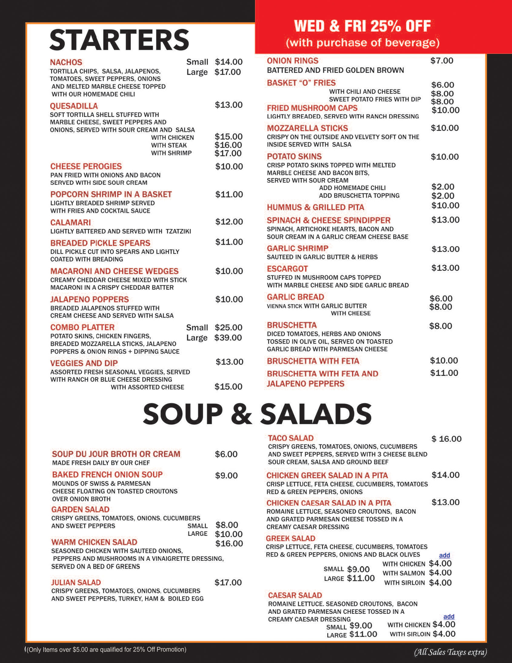 Menu | Harp And Crown Pub
